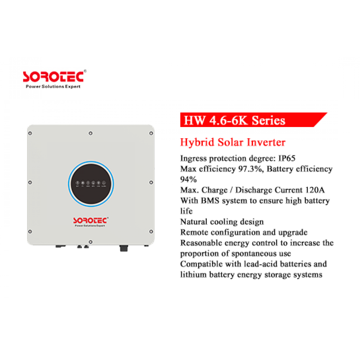 Sorotec HW 5kw IP65 Single Phase Hybrid Solar Inverter MPPT Range 200 ...